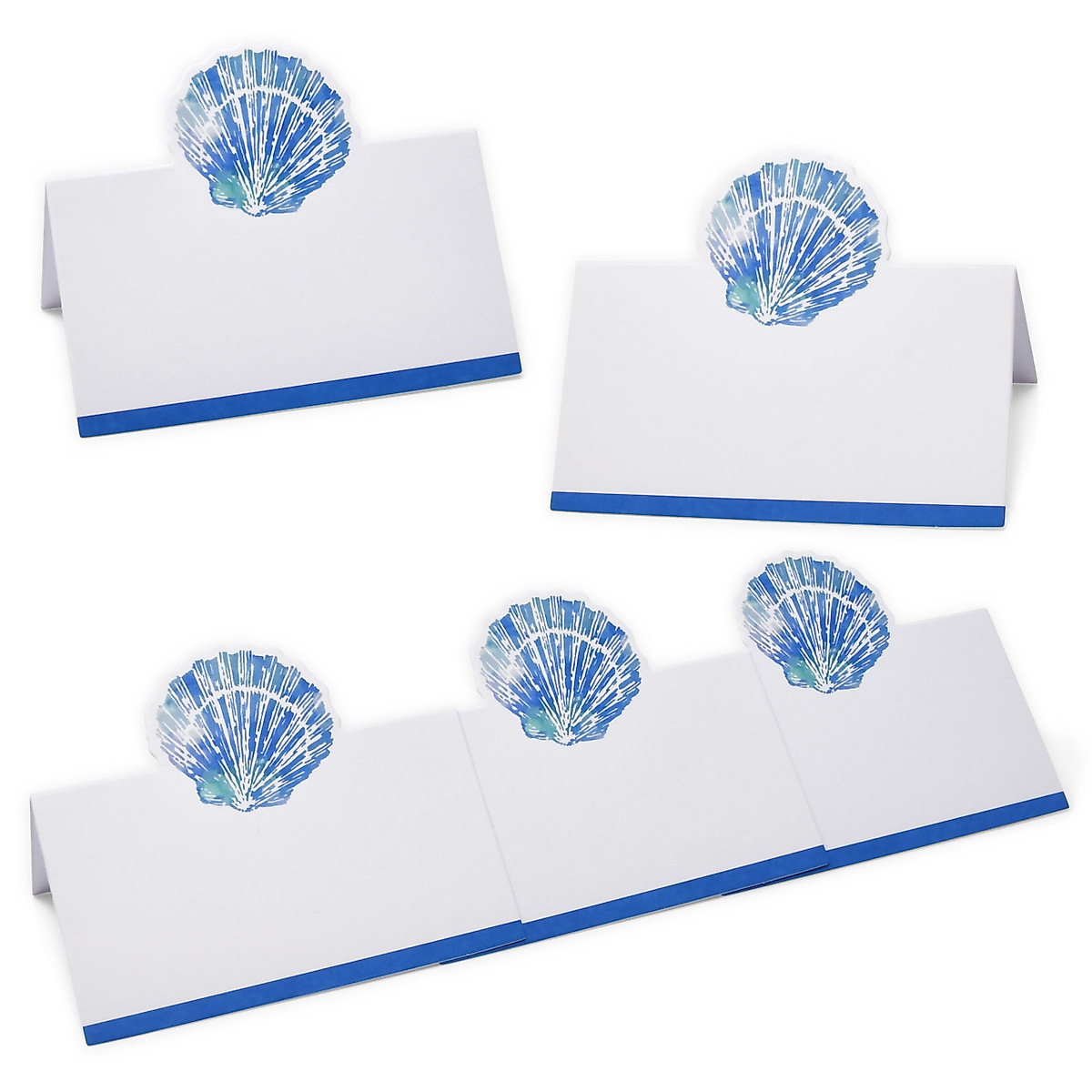 Gift Boutique 100 Pack Sea Shell Place Cards Beach Wedding Seating Name Table Setting Folded Tent Cards for Sea Shells Ocean Pool Baby Shower Dinner Spring Weddings Tables Party Decor 2 x 3.5 Inches