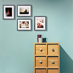 Egofine 8x10 Picture Frame Made of Solid Wood, Covered by Plexiglass for Pictures 4x6 or 5x7 with Mat or 8x10 Without Mat, Table Top Display and Wall Display Photo Frame, Dark Gray