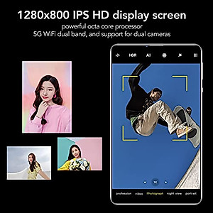 Cuifati 7 Inch Tablet PC, 32GB 2GB RAM, HD Display, WiFi 5G Dual Band Dual Camera Tablet PC with 3 Card Slots, Support 128GTF Card, for Android 10(Black)