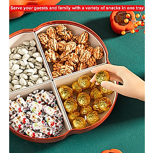 Taiuloo Divided Serving Tray with Lid, 4 Compartment Removable Snack Platter Container, BPA-Free Storage Box for Appetizer, Snackle, Candy, Fruit, Nut, Veggie, Parties Entertaining Dishwasher Safe