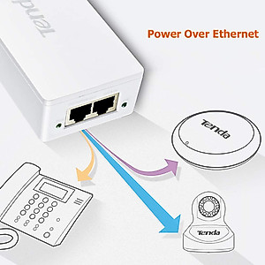 Tenda PoE Injector 48V, IEEE802.3at Gigabit PoE Injector up to 30W, Compatible with IEEE 802.3af, RJ45 Port, Passive PoE 10 / 100Mbps, Distance Up to 100 Meters, Plug and Play(PoE30G-AT)