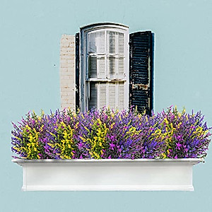 Heylife 18 Bundles Artificial Lavender Flowers Outdoor UV Resistant Fake Plastic Flowers Faux Plastic Shrubs for Indoor Outdoor Window Home Garden Decoration