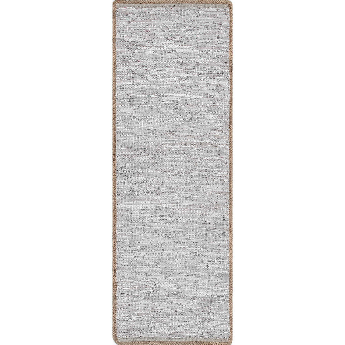nuLOOM Sabby Hand Woven Leather Flatweave Runner Rug, 2' x 6', Light Grey