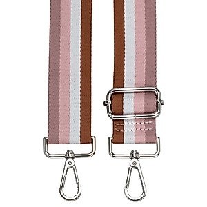 Allzedream Purse Strap Replacement Crossbody Handbag Stripe Wide Adjustable (Brown Pink, Silver Hardware)