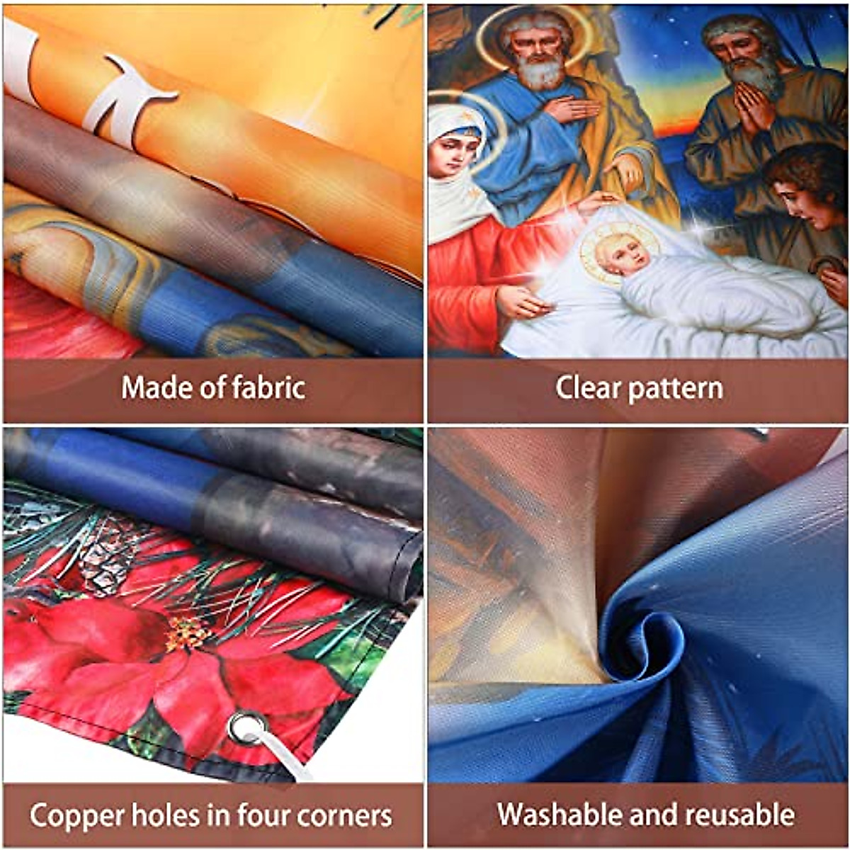 Tatuo Christmas Decoration Outdoor Christmas Religious Door Cover Holy Nativity Front Door Hanging Backdrop Christmas Photography Background for Winter Xmas House Church Party Supplies, 70 x 35 Inch