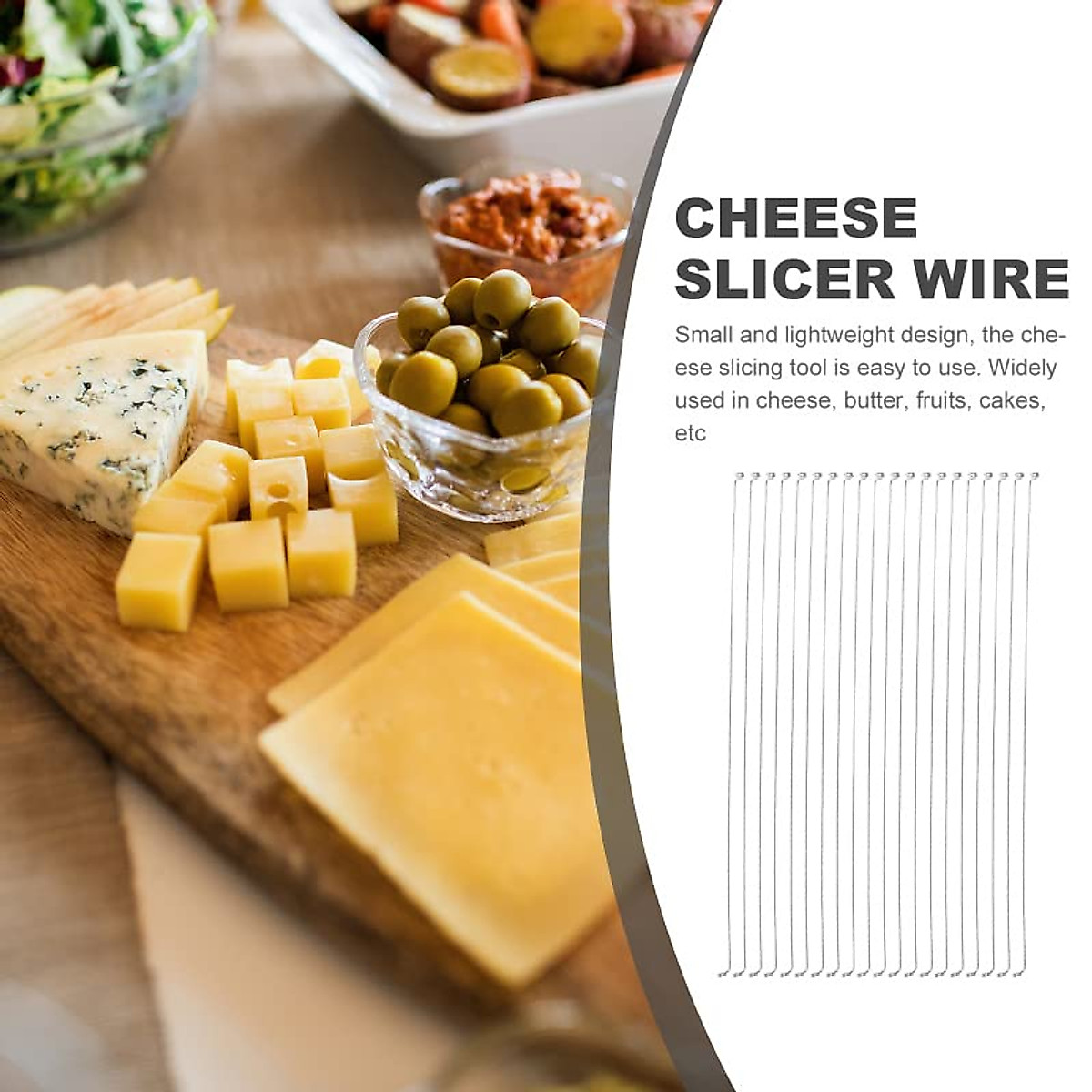 TorSor 10 Pack Cheese Slicer Wire Replacement Cheese Cutter Wires Repair Stainless Steel 14cm 5.5 Inch Knife Blade Refill for Block Cheese Slicers Board Cutting Pie Ham Home Restaurant Kitchen