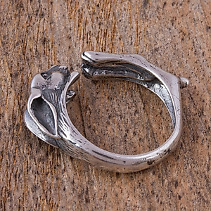 NOVICA Artisan Handmade Sterling Silver Wrap Ring Rabbitshaped from Mexico No Stone Animal Themed [ring Front 0.2 in L x 0.6 in W x 0.2 in H Band Width 3 mm W] ' Rabbit of Abundance'
