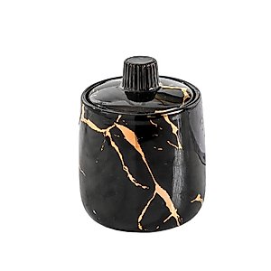 Gaolinci Marble Style Ceramic Q-Tip Holder Bathroom Cotton Swab Dispenser