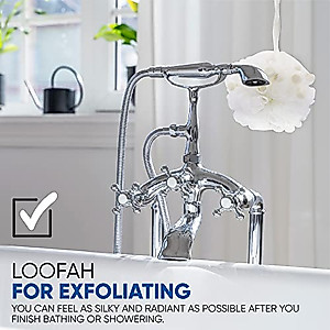 T.Taio Esponjabon Shower Bath Puff - Loofah Luffa Loufa Body Wash Ball - Mesh Pouf Scrubber for Full Cleanse Lather Skin Care - Essential Beauty Bathroom Accessories for Men & Women (Mother of Pearl)