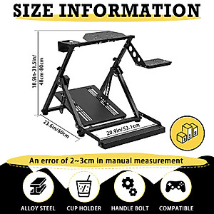 Marada X-shaped Racing Steering Shifter Foldable Racing Wheel Stand Fits for Logitech/Thrustmaster/Fanatec G25 G27 G29 G920 G923 T300 T248 V9 R5,Adjustable Not Included Steering Wheel,Pedal & Shifter