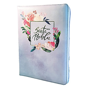 Biblia Letra Gigante para Mujer Manual 14 puntos con cierre RV1960 violeta floral con indice
