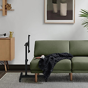 MoNiBloom Rolling Mobile Standing Desk 360° Rotatable Panel Adjustable Height 59''-89'' Portable Overbed Laptop Sofa Table Cart with Wheels for Offices Home Medical, Black