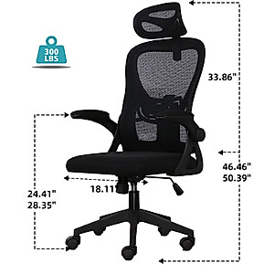 Ergonomic Mesh Office Chair Swivel Computer Desk Chair Home Office Seat Headrest Black