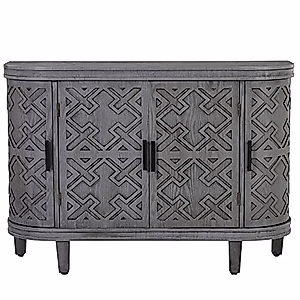 MISPACIO Grey Farmhouse Sideboard Buffet Cabinet Retro Sideboard Buffet Cabinet with Doors Wood Storage Cabinet for Living Room Entryway Kitchen