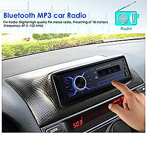 RuiFuDio Single Din Bluetooth Car Stereo FM, Radio Receiver with USB/AUX-in/SD Card Port /USB Support for Playing Music, Hands Free Calling MP3 Player with Wireless Remote Control,7 Lighting Colors