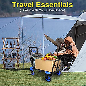 Hand Trucks Heavy Duty Foldable 400LB Load Carrying,Convertible Hand Cart with Retractable Handle,Collapsible Hand Truck with 4 Rubber Wheels, for Luggage/Travel/Personal/Mobile/Office Use.