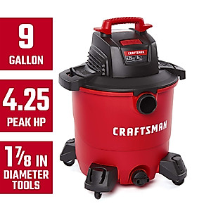 CRAFTSMAN CMXEVBE17590 9 Gallon 4.25 Peak HP Wet/Dry Vac, Portable Shop Vacuum with Attachments and Additional Dust Collection Bags