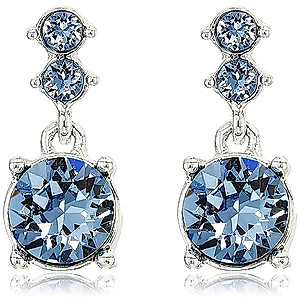 NINE WEST Women's Boxed Necklace/Pierced Earrings Set, Silver/Blue, One Size