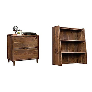 Sauder Clifford Place Lateral File, Grand Walnut Finish & Clifford Place Library Hutch, Grand Walnut Finish