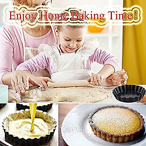 DATANYA 8 Pack Mini Tart Pans 4 Inch with Removable Bottom Round Nonstick Quiche Pan, Heavy Duty Fluted Side for Pies, Mousse Cakes, Dessert Baking (4 Inch 8pcs)