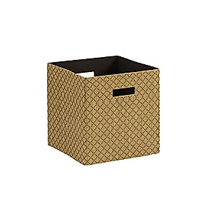 Household Essentials ML-7060 Storage Cubes, Medium, fabric, Gold, 3 Count