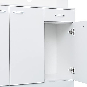 Large Kitchen Storage Cabinet, Cabinet Buffet Cabinet 71" Freestanding Kitchen Pantry Cabinet Cupboard with 6 Doors and 1 Drawer Versatile Wardrobe & Kitchen Cabinet, White