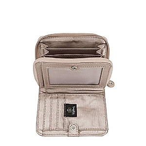 Kipling Women's Money Love, RFID Anti-Hacker Technology, Polyester Zip Closure Wallet, Metallic Glow, One Size
