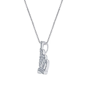 Elmas 0.05CT Round White Diamond 925 Sterling Silver Crown Pendant Necklace for Women