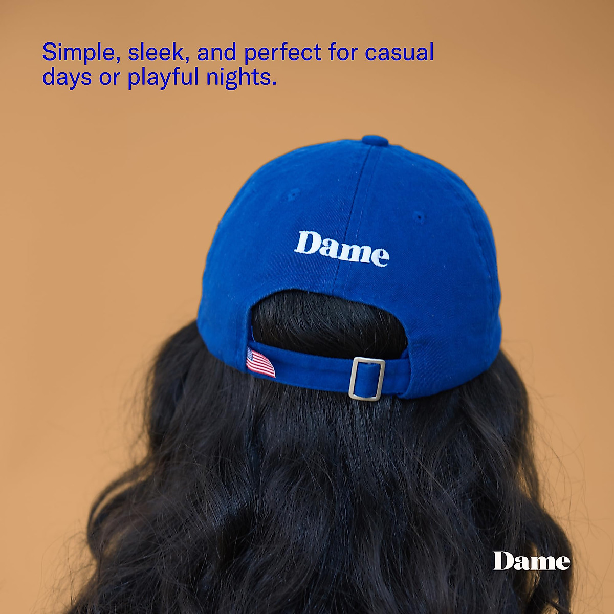 Dame Products O-Face Baseball Cap - Unisex Royal Blue Hat - Adjustable and Comfortable