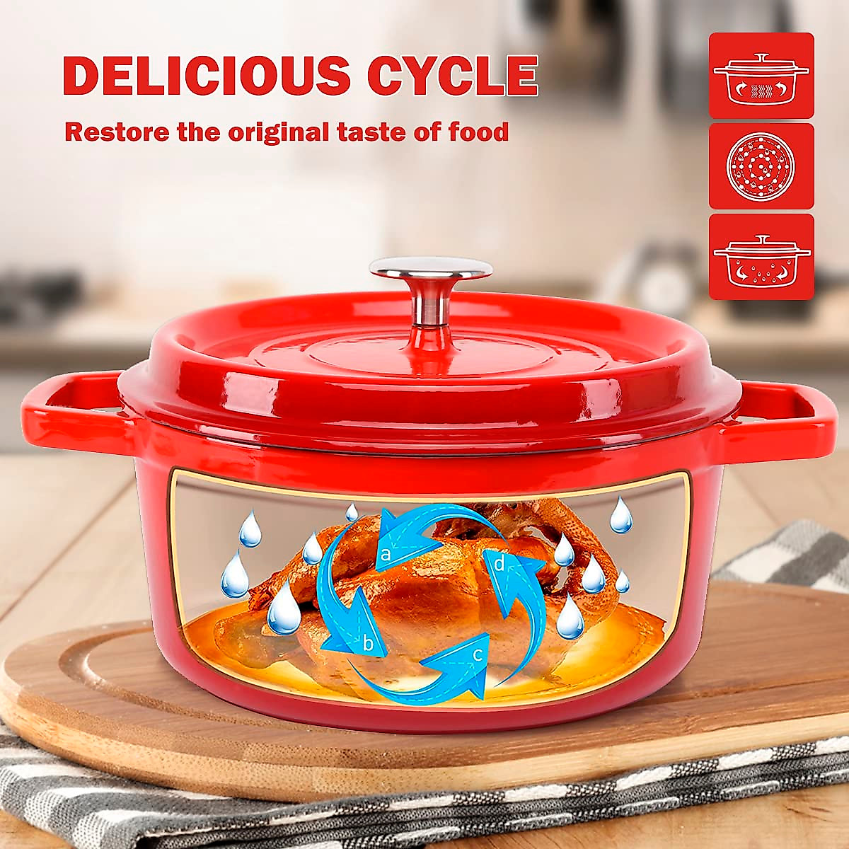 Cast Iron Dutch Oven Pot With Lid, 2-In-1 Pre Seasoned 3qt Dutch Oven Cast Iron Cookware For Frying,Camping,Cooking, Baking