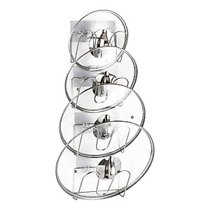 YQh Cabinet Door Pot Lid Rack, Kitchen Wall Pot Lid Organizer Set of 4, Lid Holder, 304 Stainless Steel Storage Rack for Pot Lids, Chopping Boards