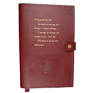 Paperback Giant Print Deluxe Double Alcoholics Anonymous AA Big Book & 12 Steps & 12 Traditions Book Cover Coin Holder Burgundy