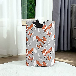 Kigai Fox Laundry Basket Collapsible Large Clothes Hamper Nursery Storage Bin with Handle for Bedroom, Bathroom, Dorm, Kids Room