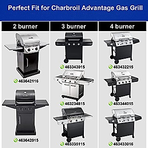 Aibabcue Grill Replacement Parts for Charbroil Advantage Series 4 Burner 463432215, 463344015, 463343015, 463433016, 463234815, Stainless Heat Plate Shield, Grill Burner, Adjustable Carryover Tube