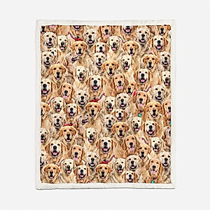 AILONEN Dog Blanket for Kids Adults, Animal Cute Puppy Plush Blanket, Double Sided Fabric Lamb Wool Flannel Sherpa Throw Blanket(Golden Retriever,Throw, 47 x31 Inches)