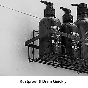 Top Taste 3-Pack Shower Caddy Shelf Organizer Rack with Soap Dish Holder,No Drilling Traceless Adhesive Black Shower Wall Shelves with Hooks, Wall Mount Shower Storage Organization Accessories