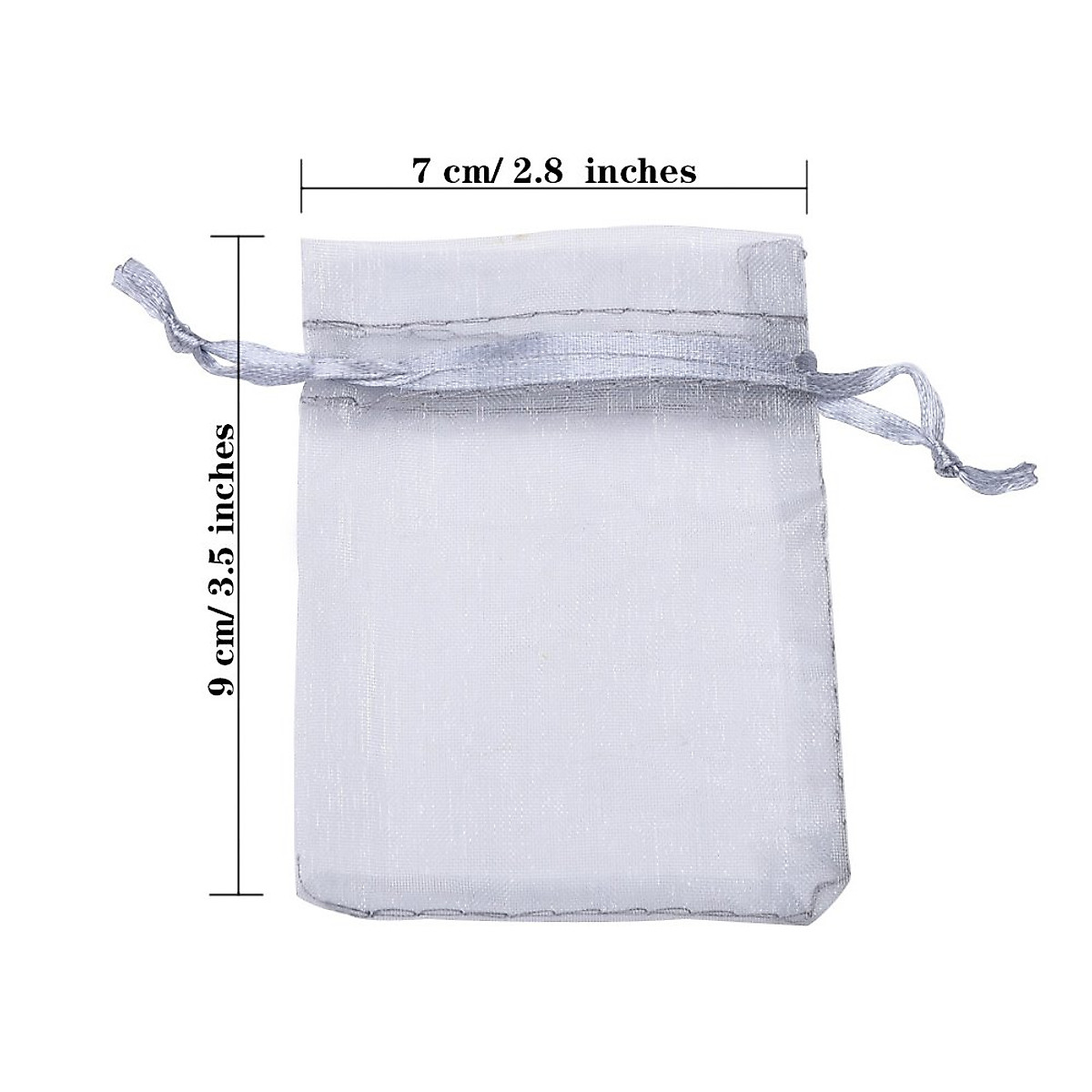 Mudder Organza Gift Bags Wedding Favour Bags Jewelry Pouches, Pack of 100 (2.8 x 3.5 Inch, Silver)