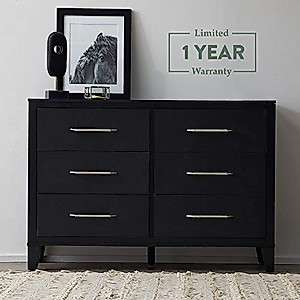Edenbrook Bedroom-Six Drawer-Modern Design-Easy Assembly, Black Dresser, 55x35x16 inches