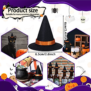 12 Pcs Halloween Mini Witch Hats Candy Cauldron Mini Broom Witch Craft Miniatures Wizard Accessory for Halloween Decorations(Vivid Style)