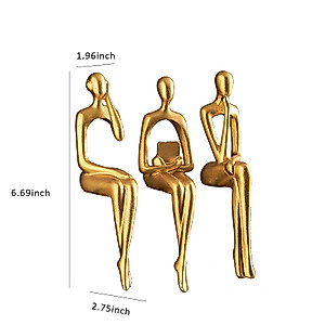 XINXUAN Gold Statue Home Decorations for Living Room,Shelf Decor Modern Bookshelf Decor Figurines Desk Sculpture Table Decor 3 Piece