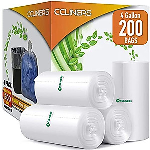 4 Gallon Trash Bags Small Bathroom Garbage Bags Clear Plastic Wastebasket Trash Can Liners for Home and Office Bins, 200 Count