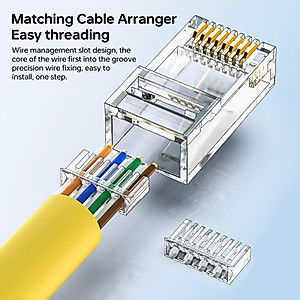 CNCOB Cat6 Connector RJ45 Connectors 100pcs UTP 8P8C RJ45 2 Pieces Load Bar Modular Plug Gold Plated Durable and Strong Connection for Cat6 Cat5e