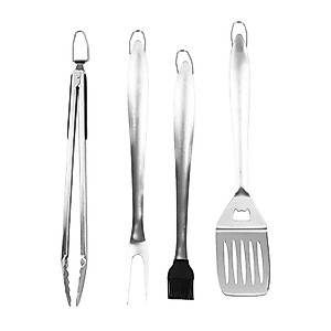 4Pcs Grill Tools, Stainless Steel Grill Tool Set Hook Design Bbq Tool Set Portable Bbq Tools Sturdy Grilling Tools Set for Outdoor, Cooking, Camping, Grilling