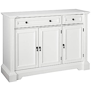 Kings Brand Furniture White Finish Wood Buffet Breakfront Cabinet Console Table With Storage, Drawers, Shelves