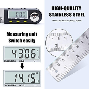 Yangoutool Digital Angle Ruler 20inches/500mm Stainless Steel Digital Angle Finder and Protractor Large Gauge Precision Measuring Tool for Woodworking Metalworking and Construction