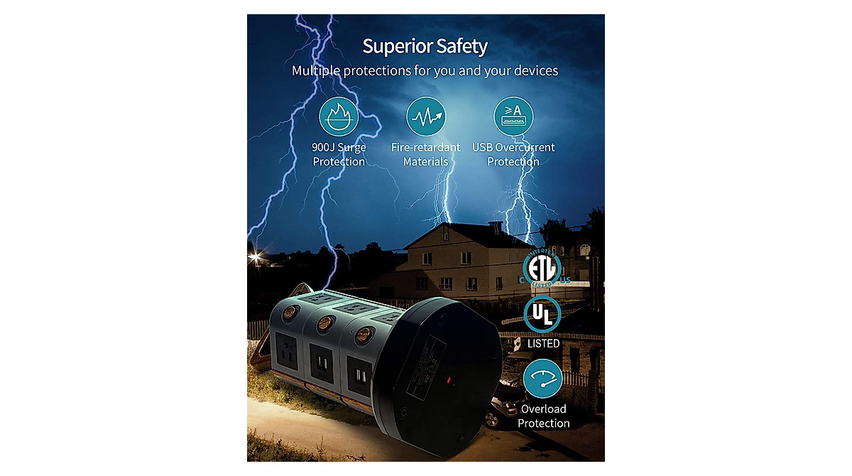 SUPERDANNY Surge Protector Tower - 10 Outlets & 4 USB