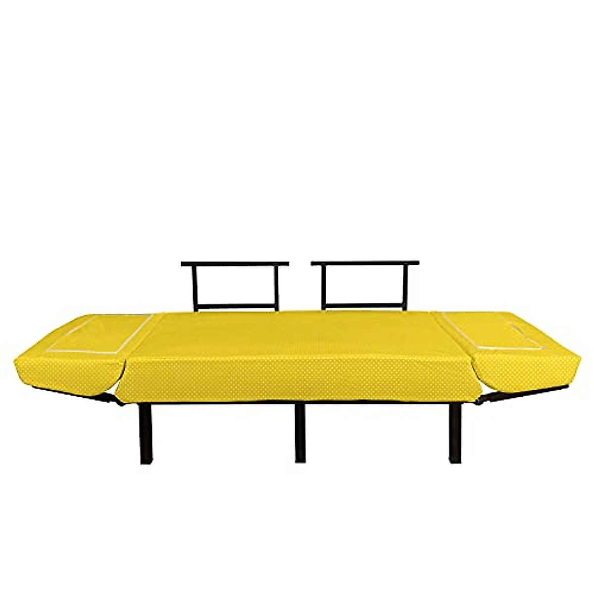 Ambesonne Vintage Yellow Futon Couch, Traditional Polka Dot Pattern Traditional European Spotty Retro Design, Daybed with Metal Frame Upholstered Sofa for Living Dorm, Loveseat, Yellow and White