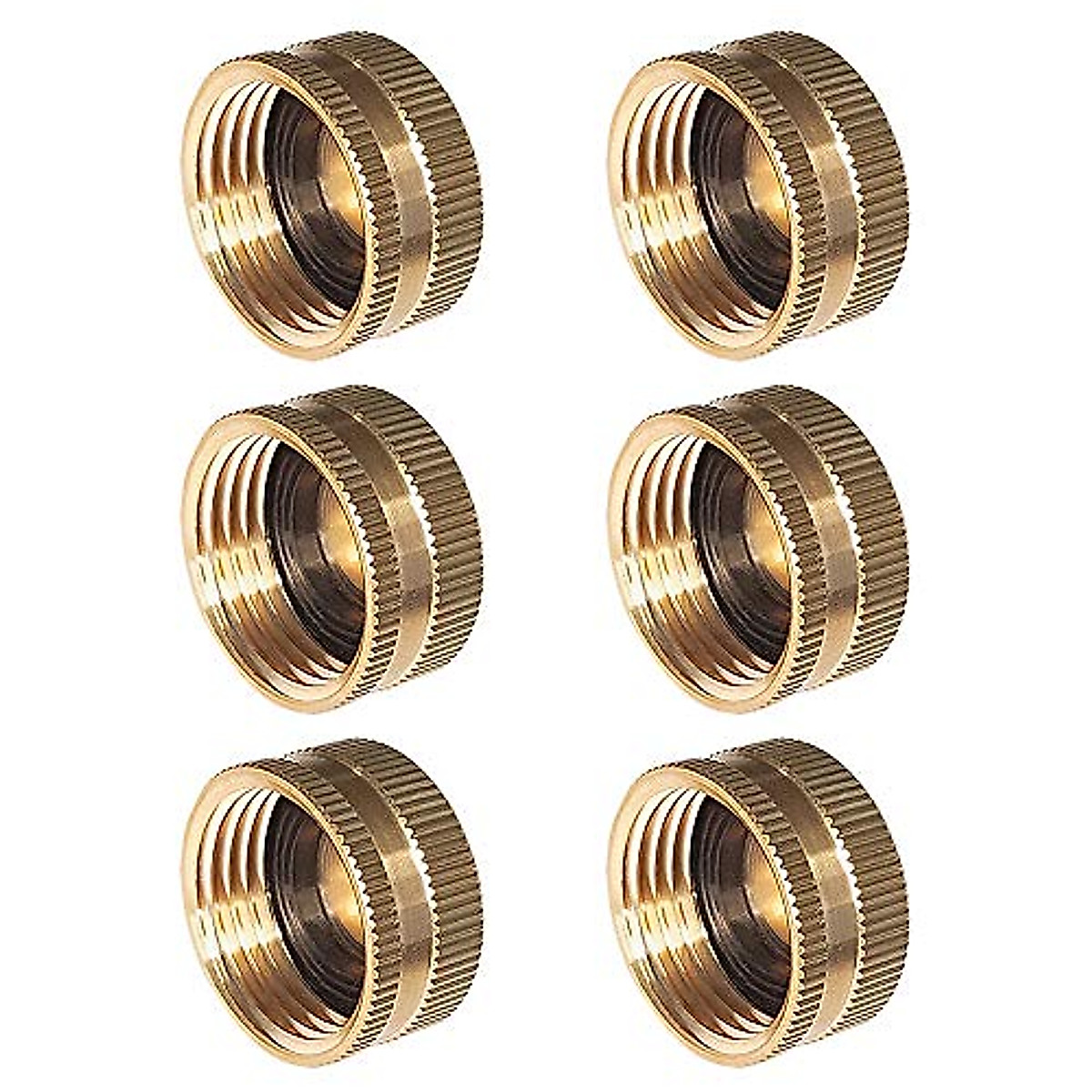 HQMPC Garden Hose Cap with Washer Brass Hose End Garden Hose Connector Brass Cap 3/4" NH 6Pcs Garden Hose Female Fitting Cap