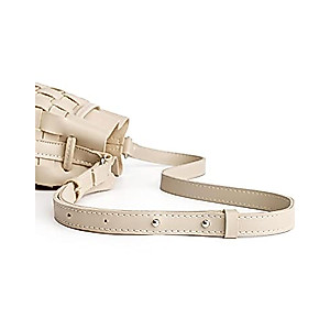 TIJN Woven Bucket Bag for Women Luxury Satchel Handbag with Vegan Leather Crossbody Bag,Cream(Ailin)