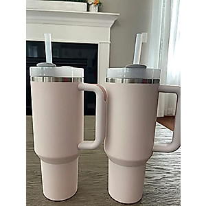 20 oz Tumbler with Handle and Straw with lid Car Mug with Outdoor Sports Travel Stainless Steel Sippy Mug Gifts (Pink)